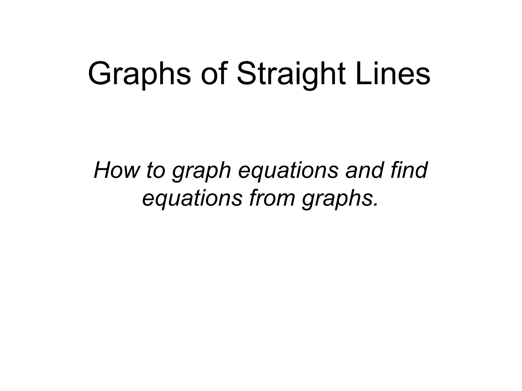 Graphs of straight lines | PPT