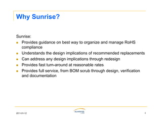 Sunrise Labs Inc RoHs Presentation | PDF