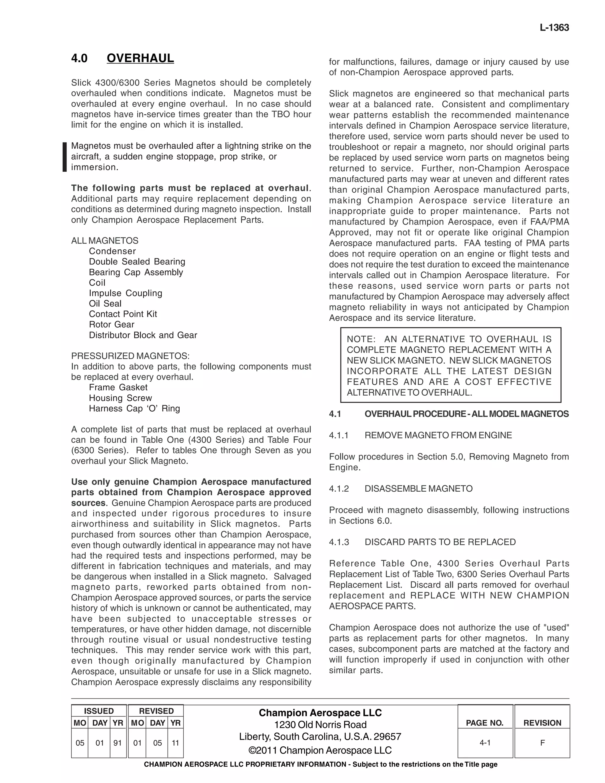 Slick magoverhaulmanual 4300 & 6300 series | PDF