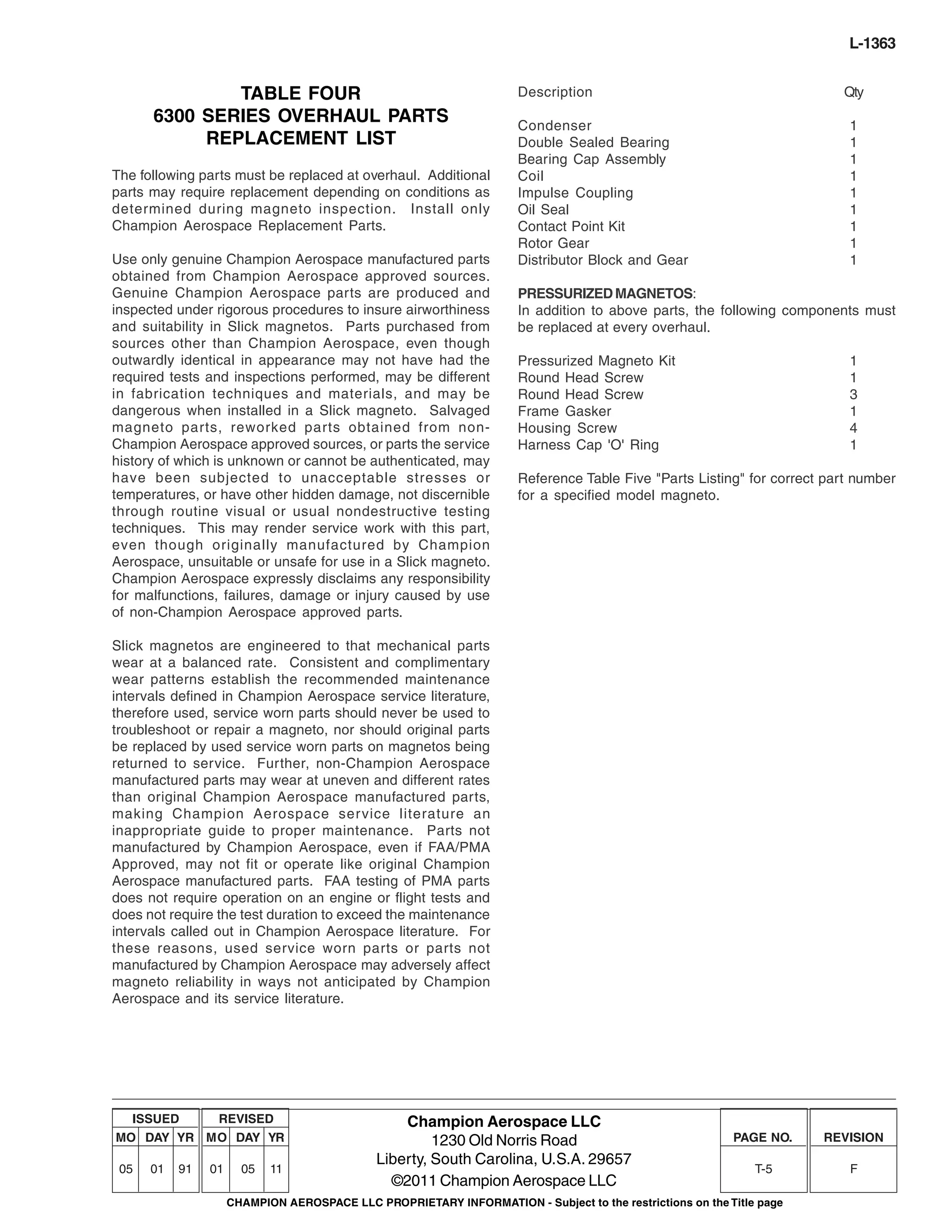 Slick magoverhaulmanual 4300 & 6300 series | PDF