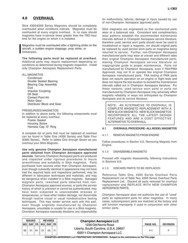 Slick magoverhaulmanual 4300 & 6300 series | PDF | Auto Type | Automotive