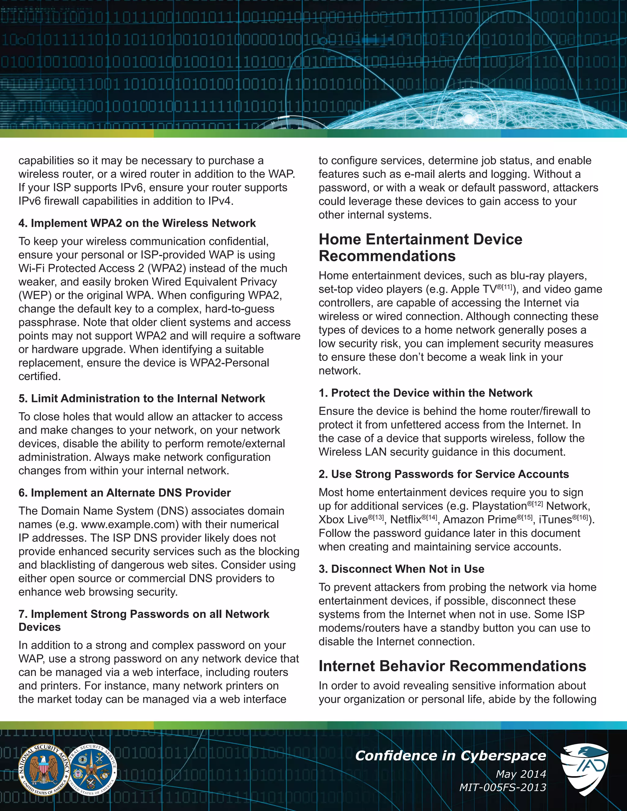 Slicksheet best practicesforkeepingyourhomenetworksecure | PDF