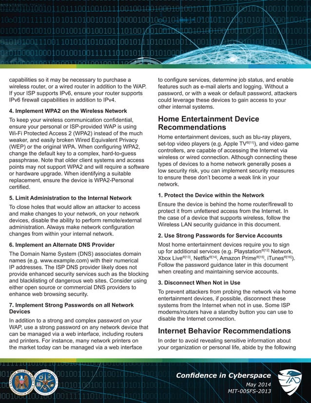 Slicksheet best practicesforkeepingyourhomenetworksecure | PDF