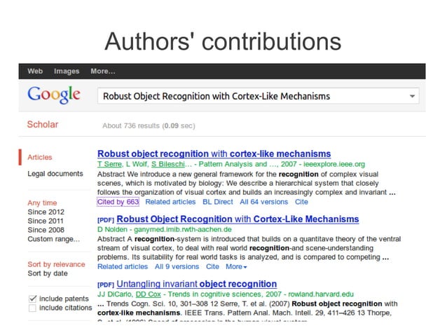 Robust Object Recognition with Cortex-Like Mechanisms | PPT
