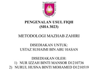METODOLOGI MAZHAB ZAHIRI | PPTX