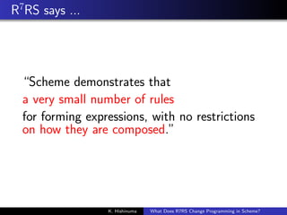 What Does R7RS Change Programming in Scheme? | PDF