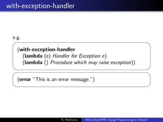 What Does R7RS Change Programming in Scheme? | PDF