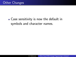 What Does R7RS Change Programming in Scheme? | PDF