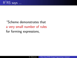 What Does R7RS Change Programming in Scheme? | PDF
