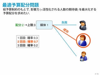 Optimal Budget Allocation: Efficient Algorithm and Theoretical Guarantee （ERATO成果報告会版） | PPT