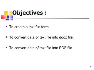 Text to docx and Pdf conversion | PPT