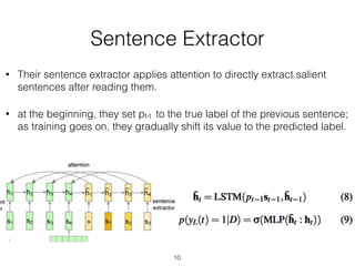 Neural Summarization by Extracting Sentences and Words | PPT