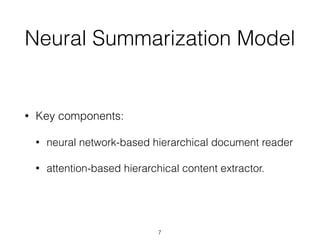 Neural Summarization by Extracting Sentences and Words | PPT