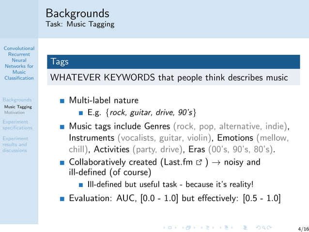 Convolutional Recurrent Neural Networks For Music Classification Ppt