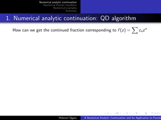 A Numerical Analytic Continuation and Its Application to Fourier Transform | PDF