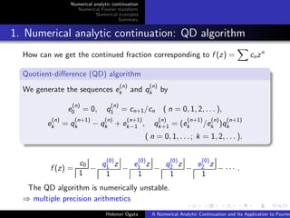 A Numerical Analytic Continuation and Its Application to Fourier Transform | PDF