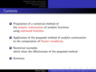 A Numerical Analytic Continuation and Its Application to Fourier Transform | PDF