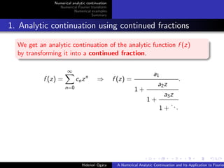 A Numerical Analytic Continuation and Its Application to Fourier Transform | PDF