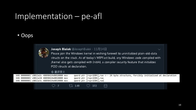 Make static instrumentation great again, High performance fuzzing for Windows system | PDF
