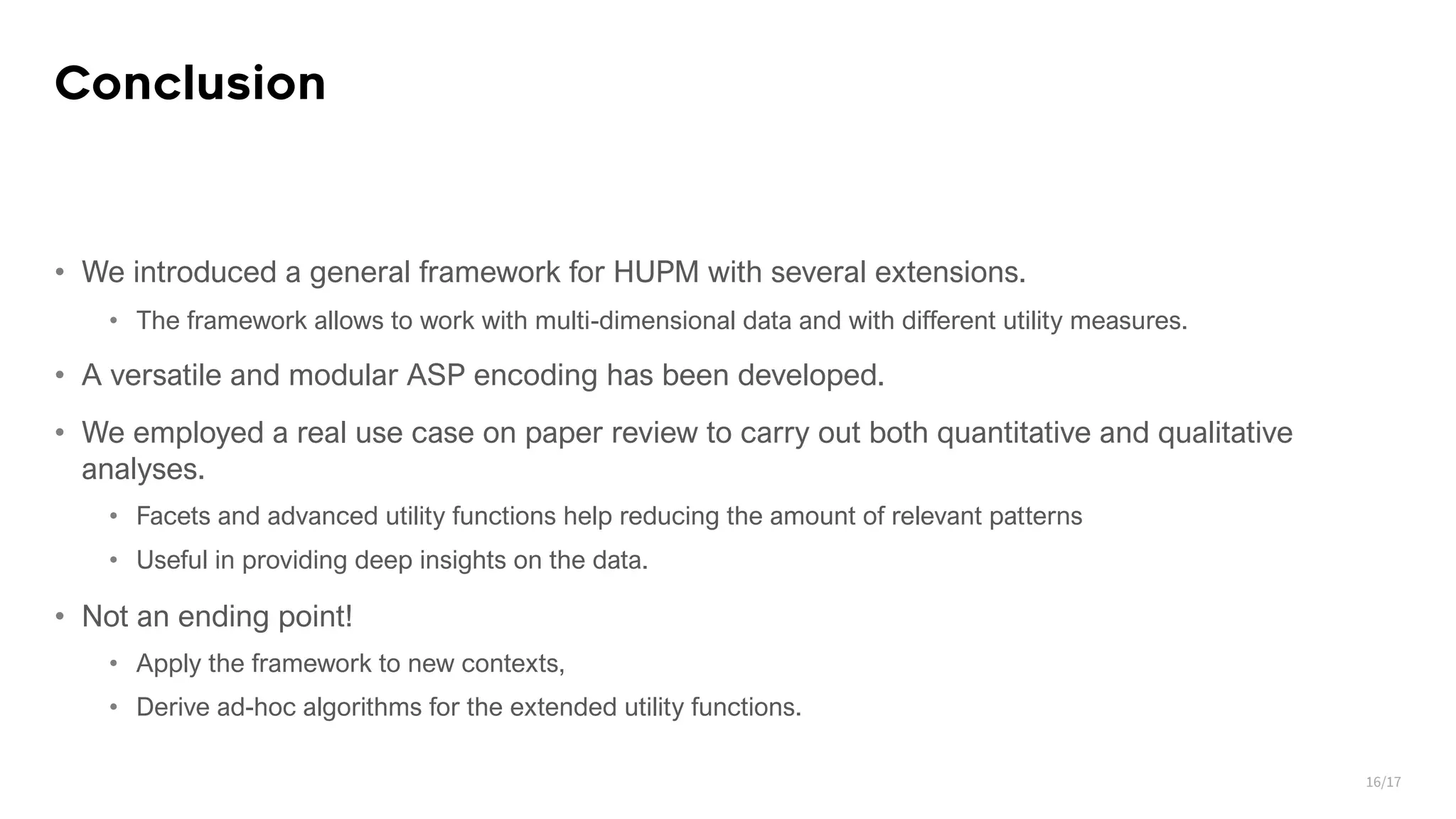 An Answer Set Programming based framework for High-Utility Pattern Mining extended with Facets ...