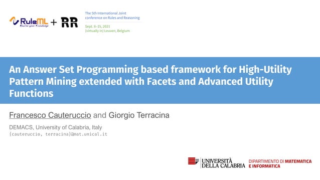 An Answer Set Programming based framework for High-Utility Pattern Mining extended with Facets ...