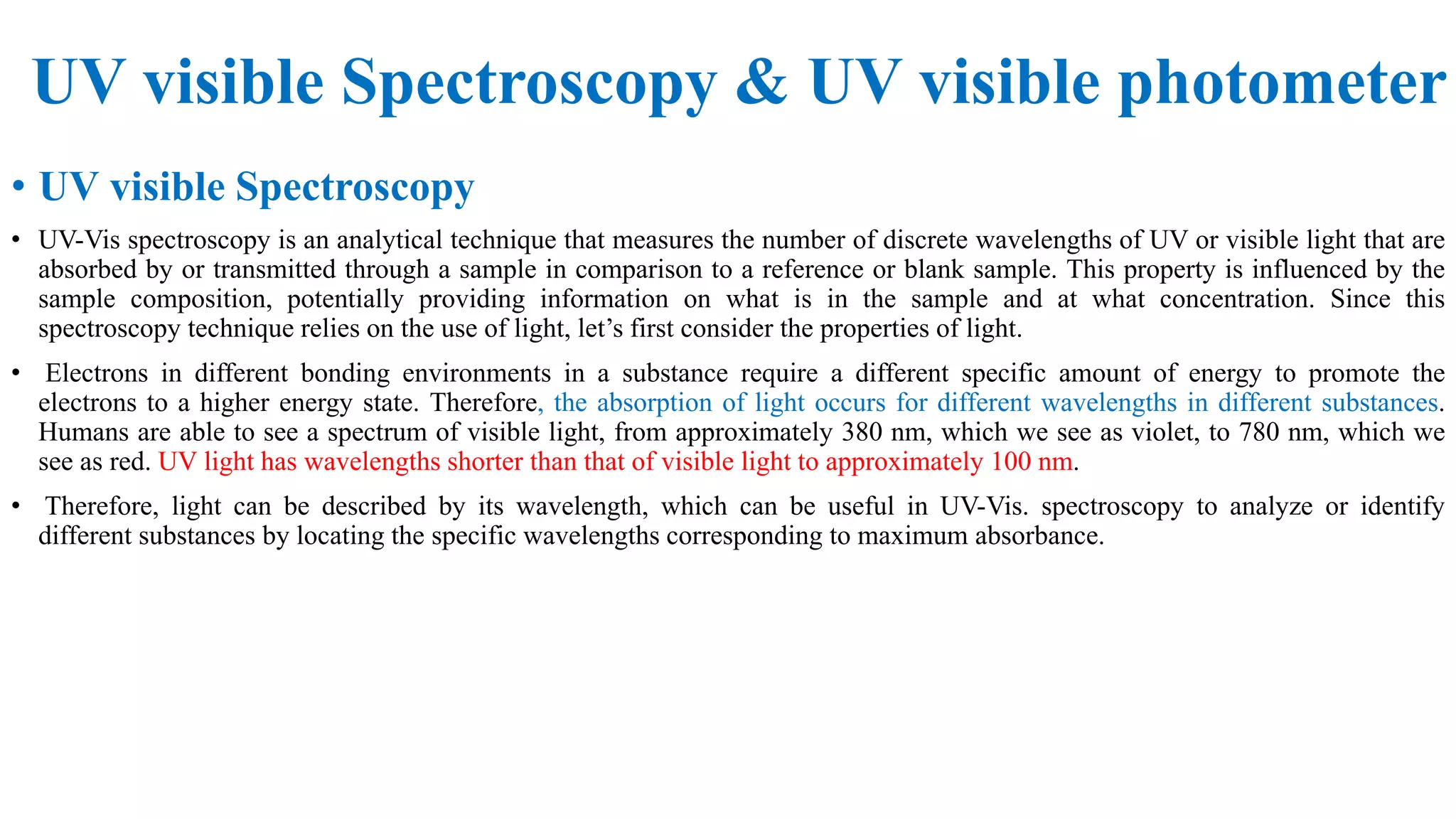 UV-Visibe Spectroscopy and Paper Analysis | PPTX
