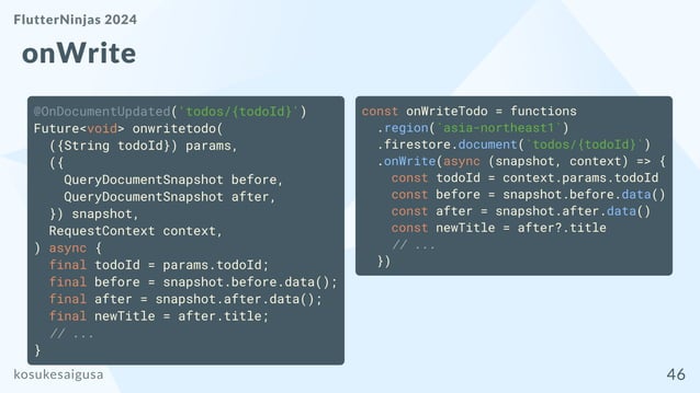 FlutterNinjas 2024: Exploring Full-Stack Dart for Firebase Server-Side Development | PPT