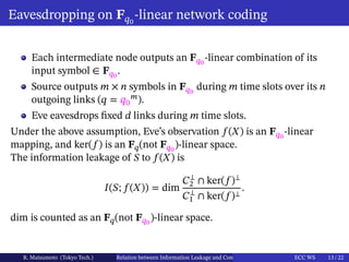 Relation between Information Leakage and Combinatorial Quantities of Linear Codes | PDF ...