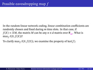 Relation between Information Leakage and Combinatorial Quantities of Linear Codes | PDF ...