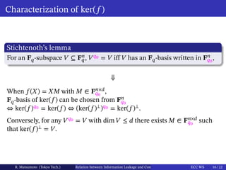Relation between Information Leakage and Combinatorial Quantities of Linear Codes | PDF