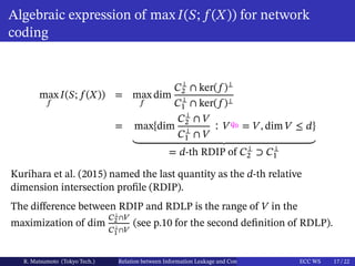 Relation between Information Leakage and Combinatorial Quantities of Linear Codes | PDF ...