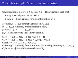 Relation between Information Leakage and Combinatorial Quantities of Linear Codes | PDF ...
