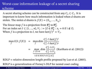 Relation between Information Leakage and Combinatorial Quantities of Linear Codes | PDF ...