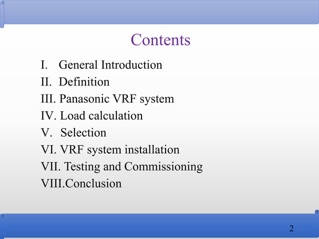 Design, Installation and Testing of the VRF System | PPTX