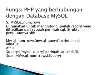Slide fungsi-fungsi php mysql | PPTX