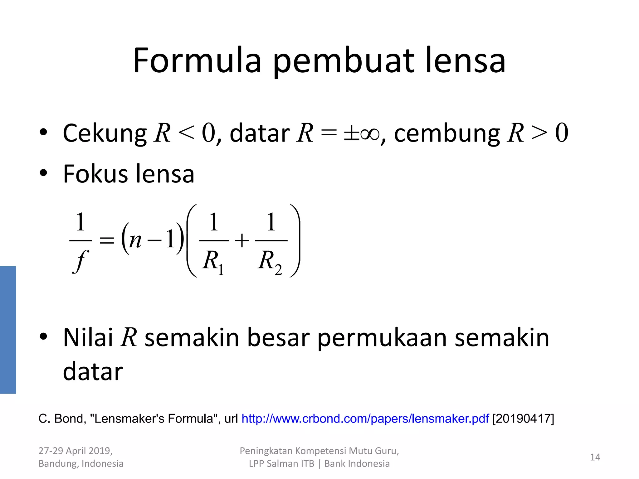 Lensa Tipis dan Visualisasinya dengan Spreadsheet | PPTX