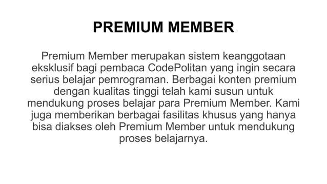 Pre-Order #2 CodePolitan Premium Member | PPT