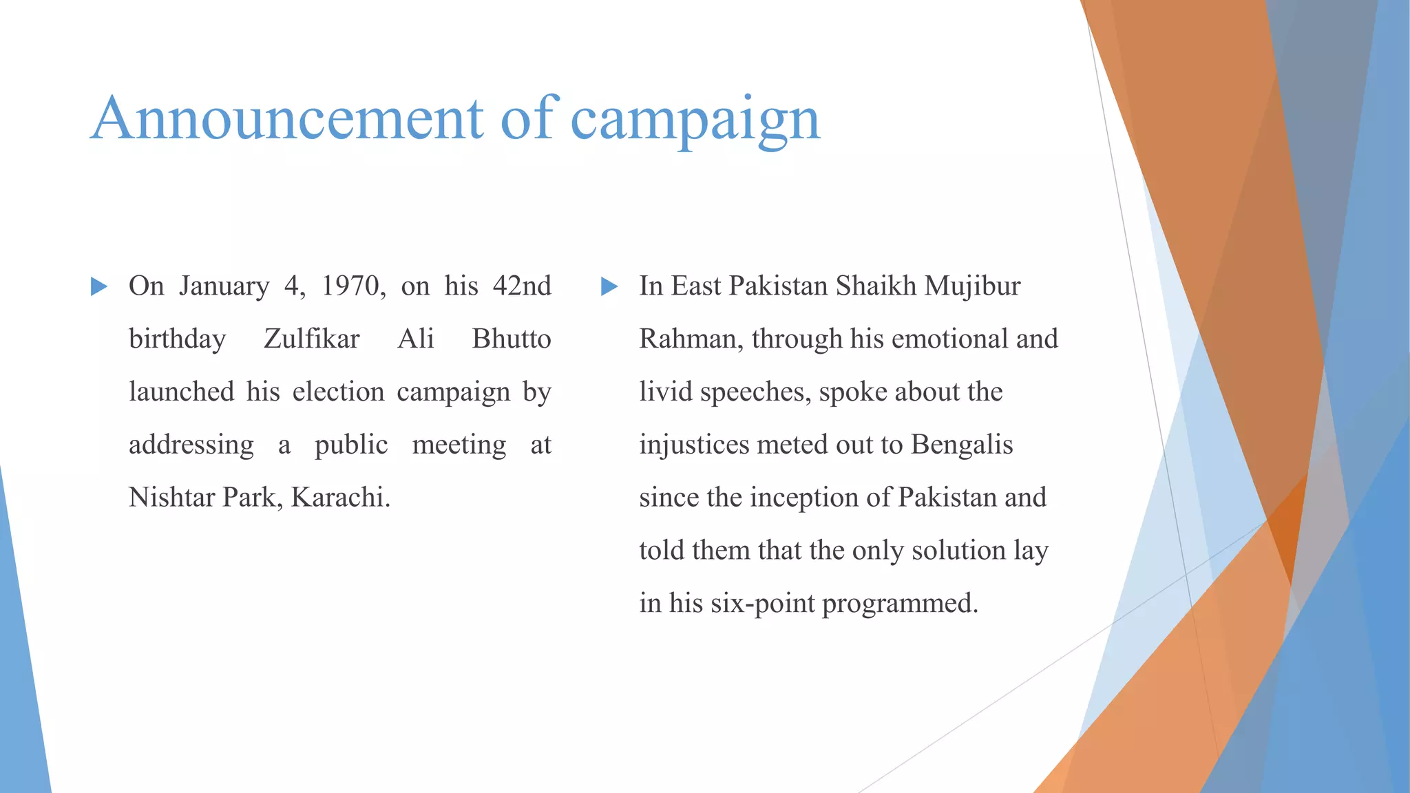 1970 elections in East & west Pakistan | PPTX