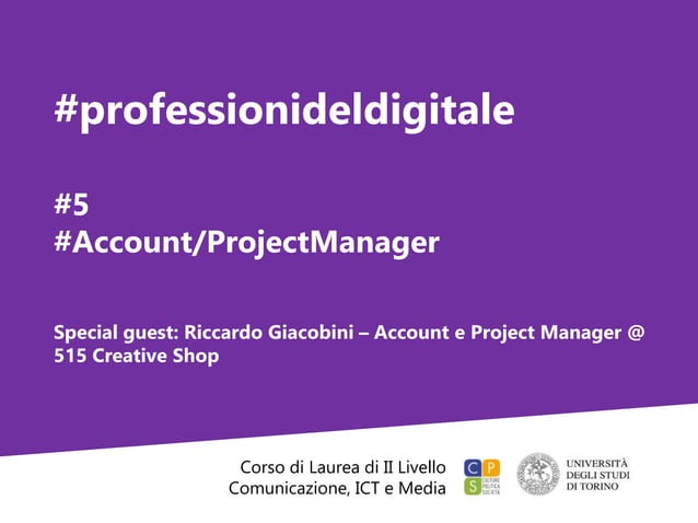 Slides - professione Account e Project Manager | PPT