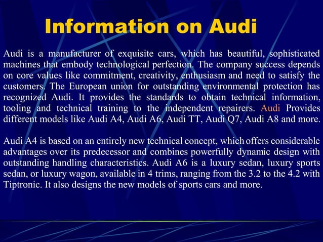 Audi Cars Information | PPT