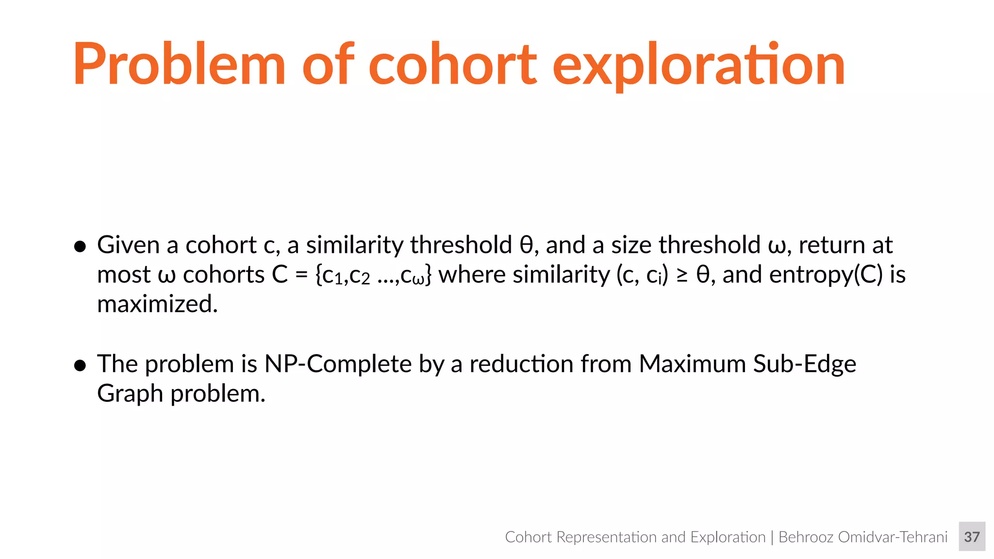 Cohort Representation and Exploration | PDF