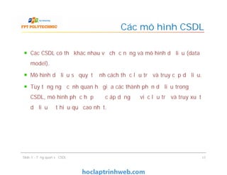 Bài 1: Tổng quan về cơ sở dữ liệu - Giáo trình FPT | PDF