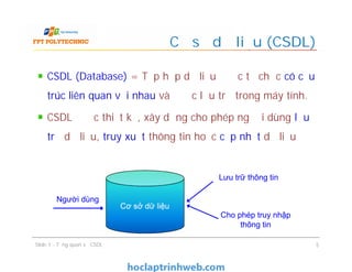 Bài 1: Tổng quan về cơ sở dữ liệu - Giáo trình FPT | PDF