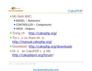Bài 1 Lập trình website theo mô hình MVC - Xây dựng ứng dụng web | PDF