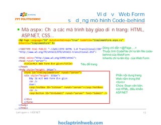 Bài 1: Làm quen với ASP.NET - Giáo trình FPT - Có ví dụ kèm theo | PDF