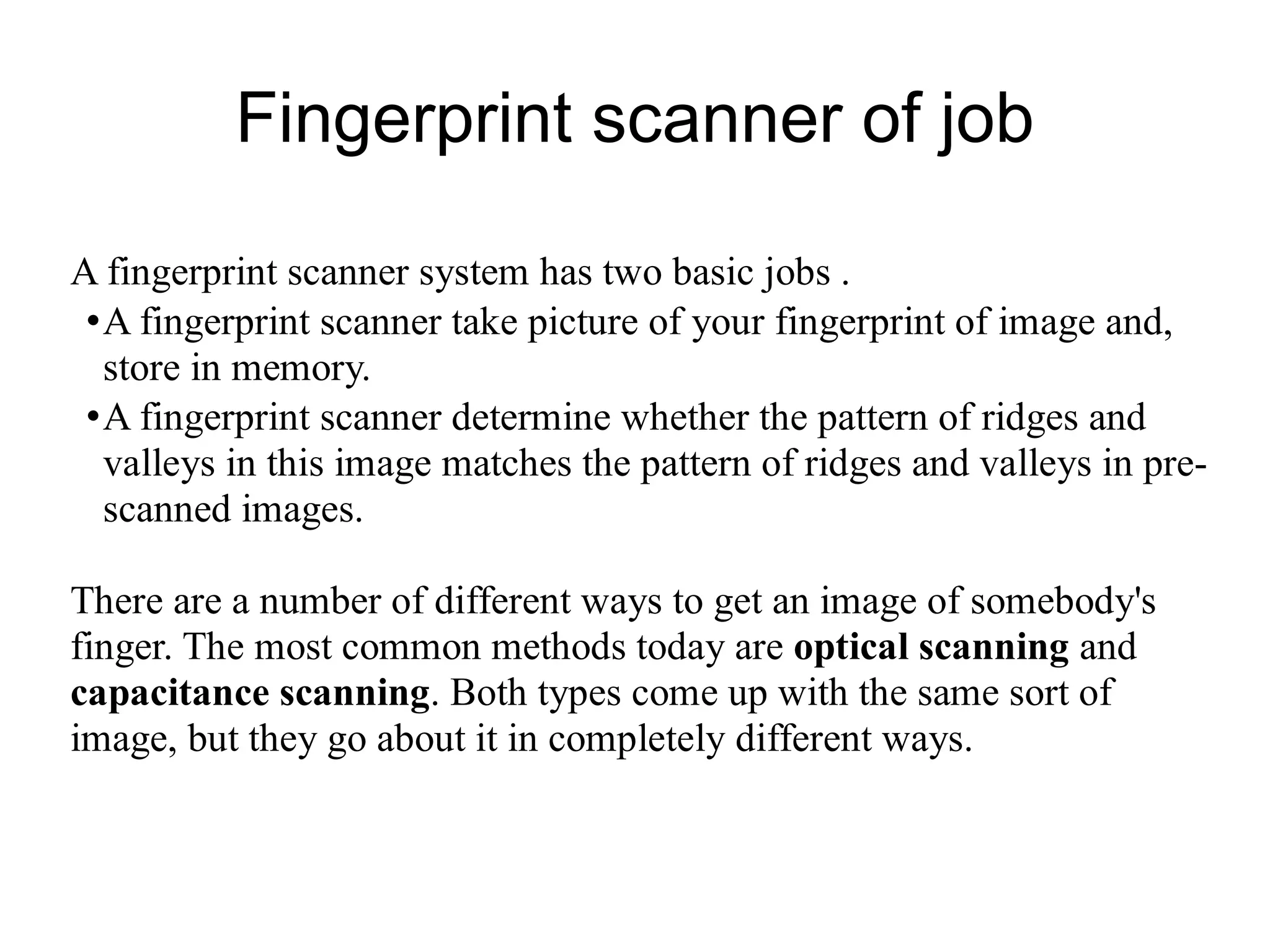 How Fingerprint Scanner Work | PDF