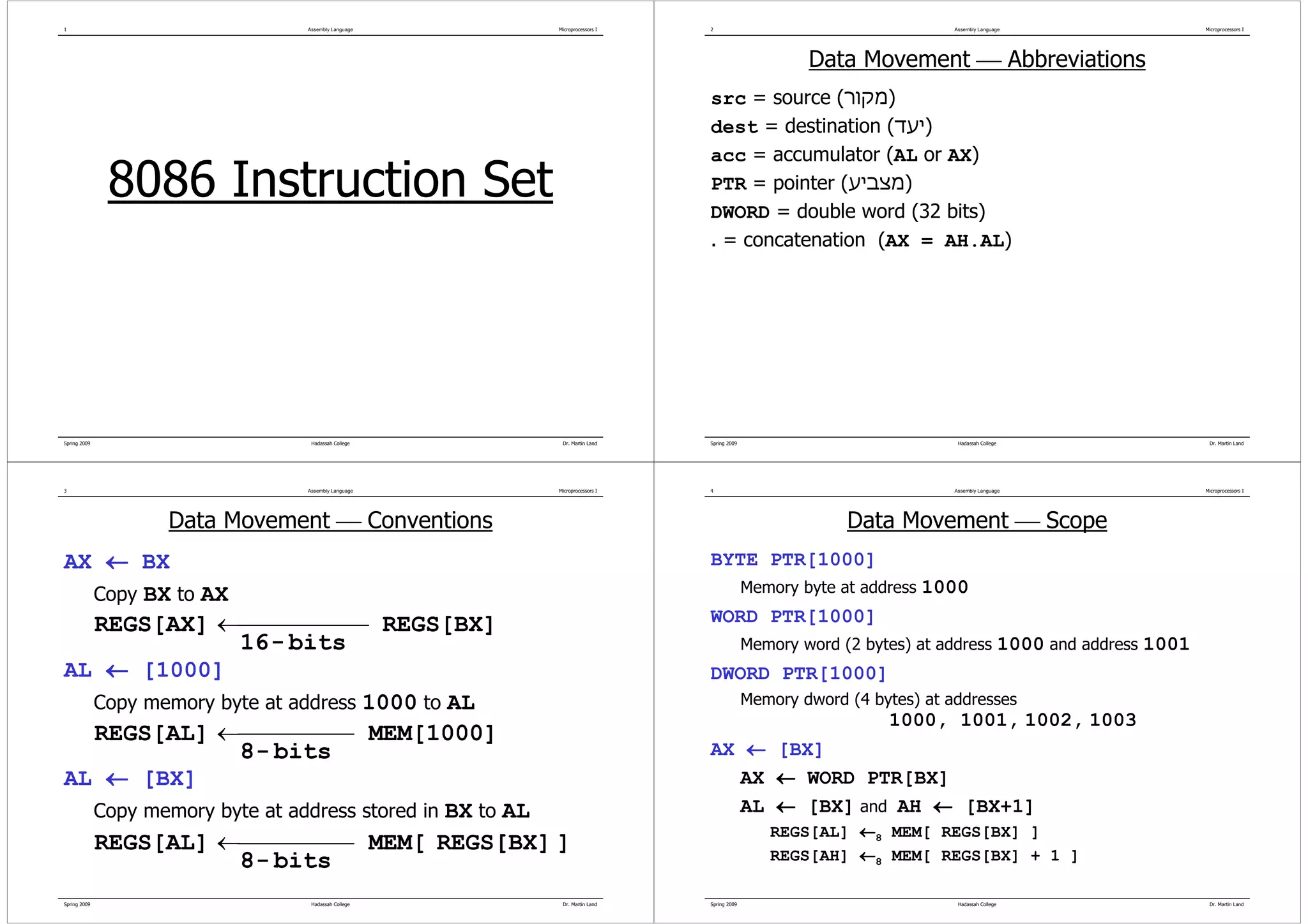 instruction set of 8086 | PDF