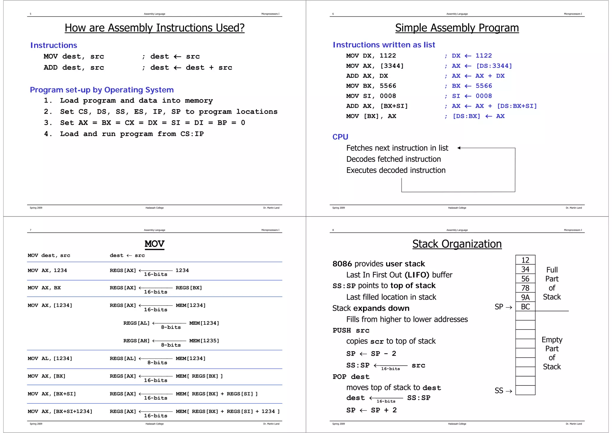 instruction set of 8086 | PDF