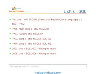 Bài 3: Ngôn ngữ truy vân có cấu trúc (SQL) - Giáo trình FPT | PDF