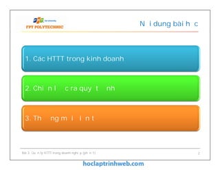 Hệ thống thông tin quản lý - Bài 3 Quản lý HTTT trong doanh nghiệp (phần 1) | PDF